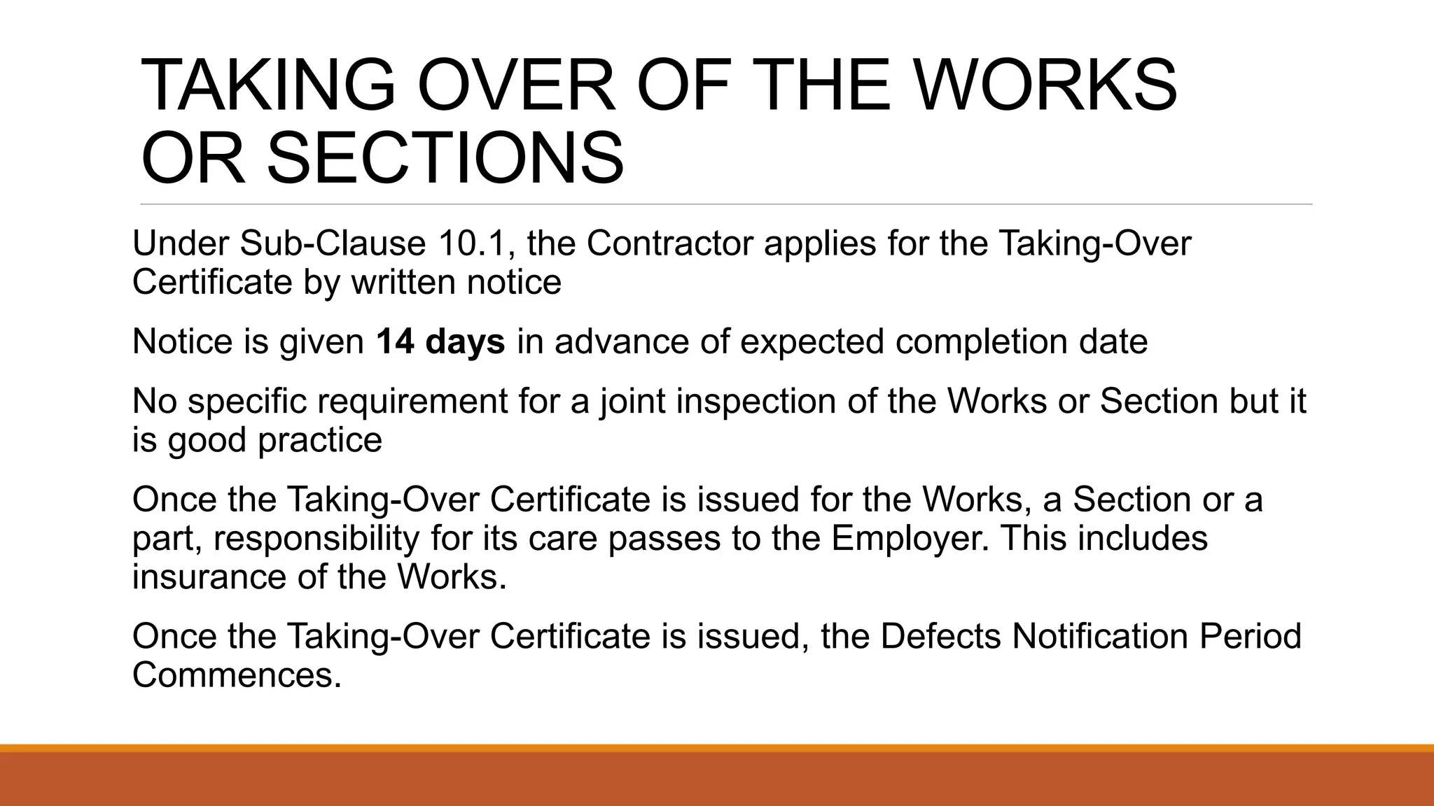 TAKING-OVER OF THE WORKS, SECTIONS OR PARTS.pptx