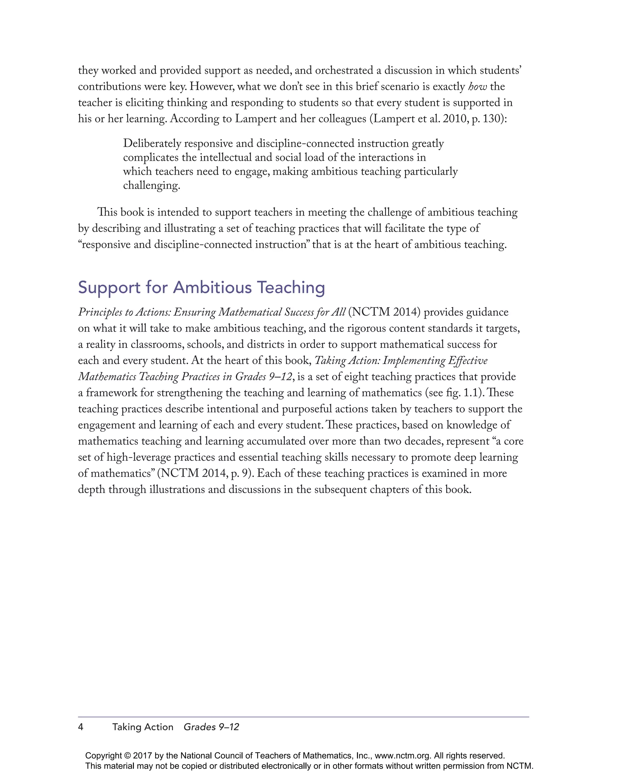 Taking Action Implementing Effective Mathematics Teaching Practices in ...