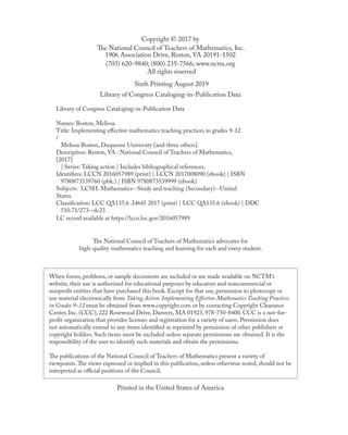 Taking Action Implementing Effective Mathematics Teaching Practices in ...