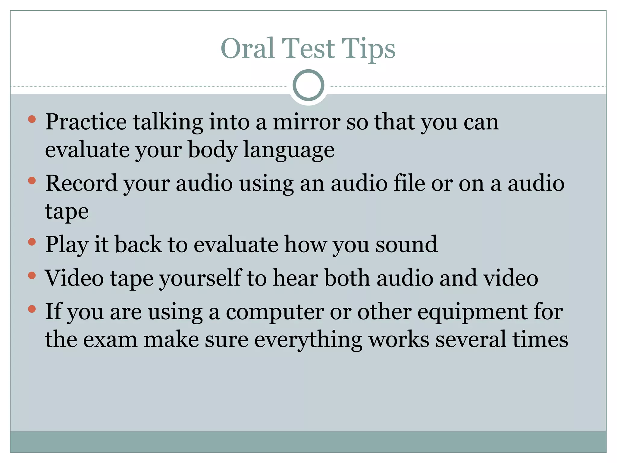 Taking an oral exam | PPT