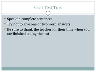 Taking an oral exam | PPT