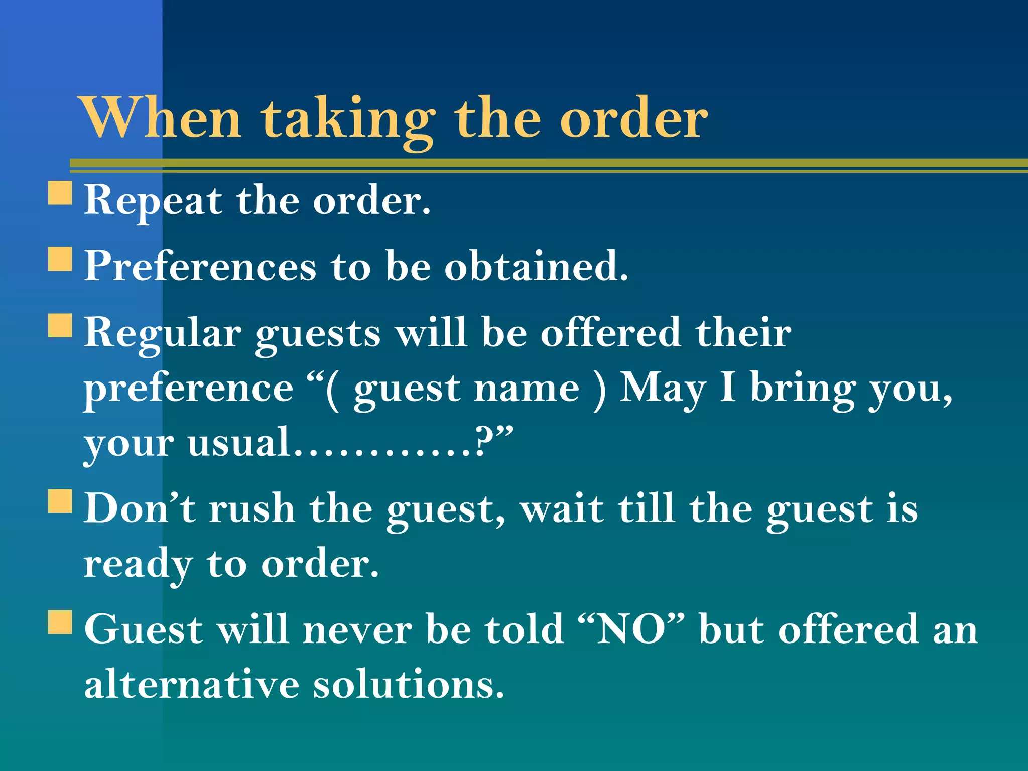 Taking beverage order | PPT