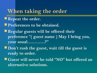 Taking beverage order | PPT