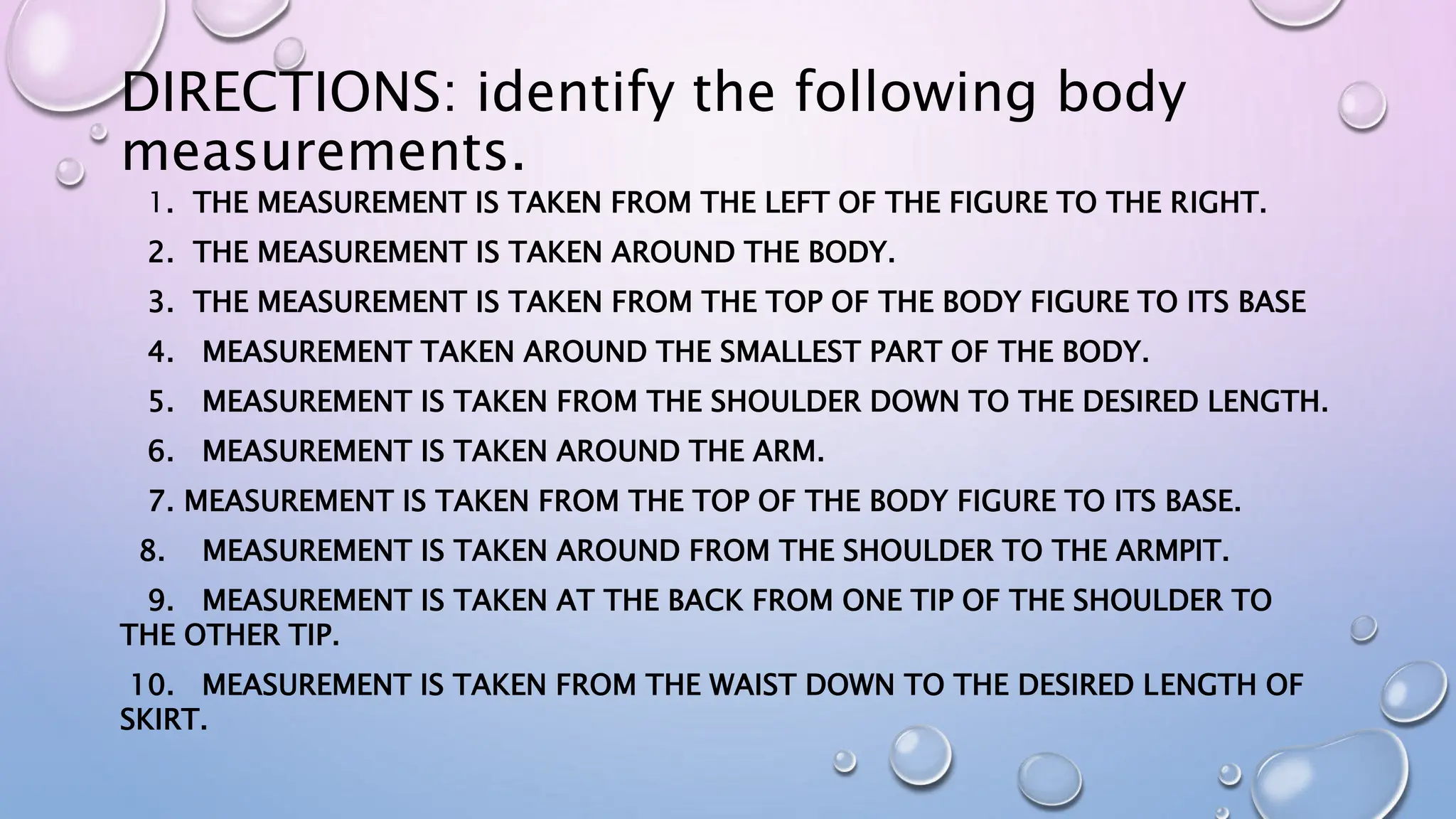 TAKING BODY MEASUREMENTS ppt grade 9...x | PPTX