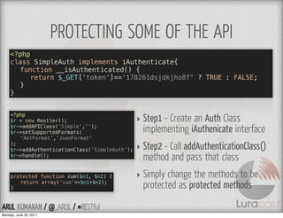 Taking Care of The REST - Creating your own RESTful API Server using Restler 2.0 | PPT