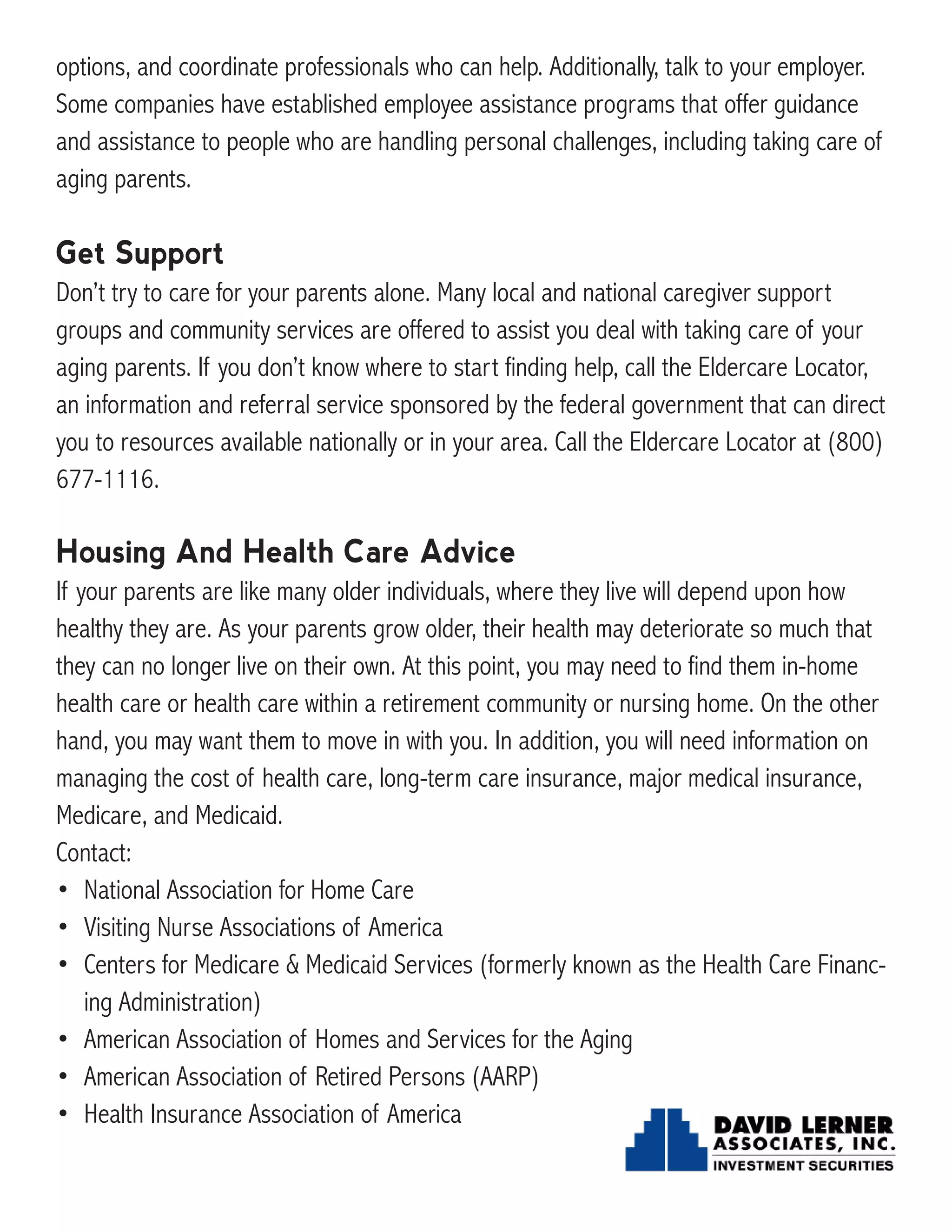 Taking Care of Aging Parents | PDF