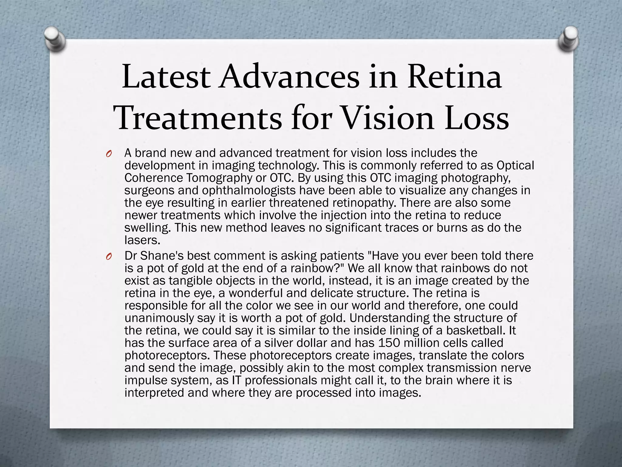Taking Care Of Your Retina | PPT