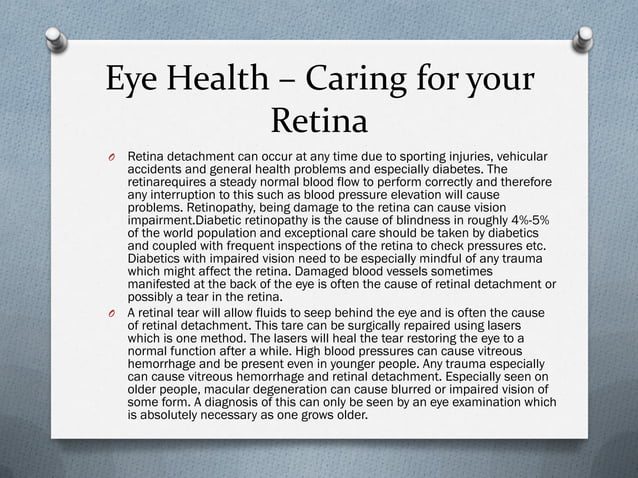 Taking Care Of Your Retina | PPT