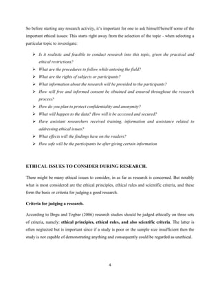 Ethical Issues in Research | PDF