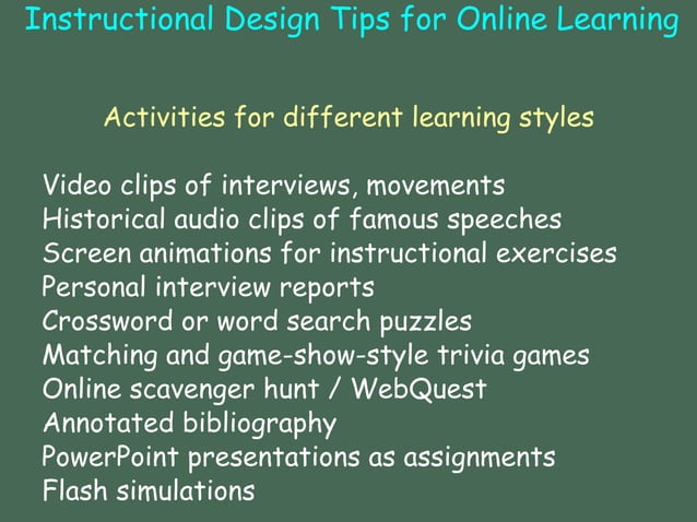 Taking Learning Styles Online | PPT