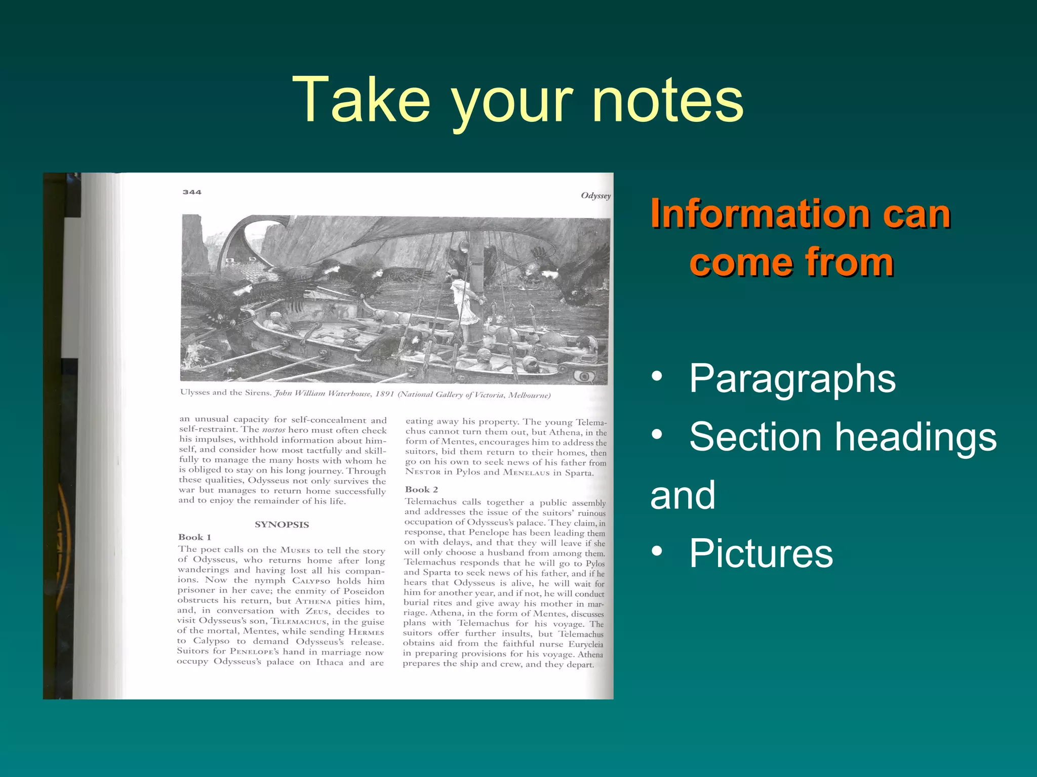 Taking notes from a book | PPT