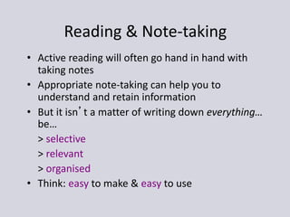 Taking notes from books | PPTX
