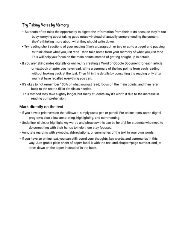 Taking Notes While Reading | PDF