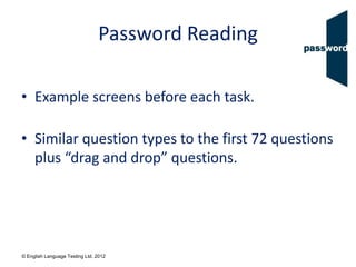 Taking the password test with reading and writing | PPTX