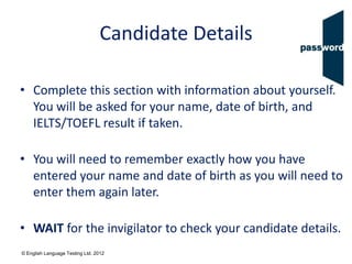 Taking the password test with reading and writing | PPTX