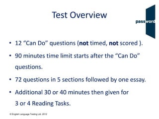 Taking the password test with reading and writing | PPTX