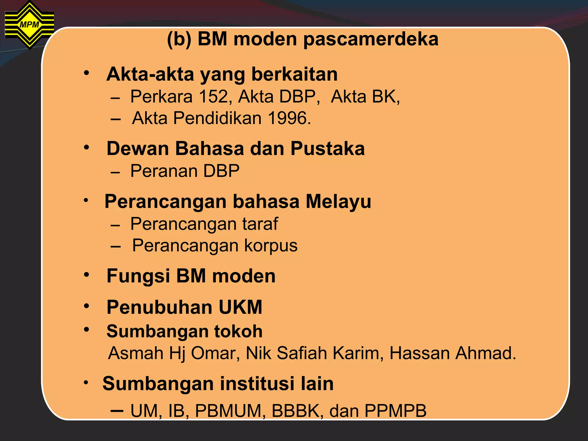 Taklimat Sukatan Pelajaran Bahasa Melayu STPM Baharu : Penggal 1 | PPT