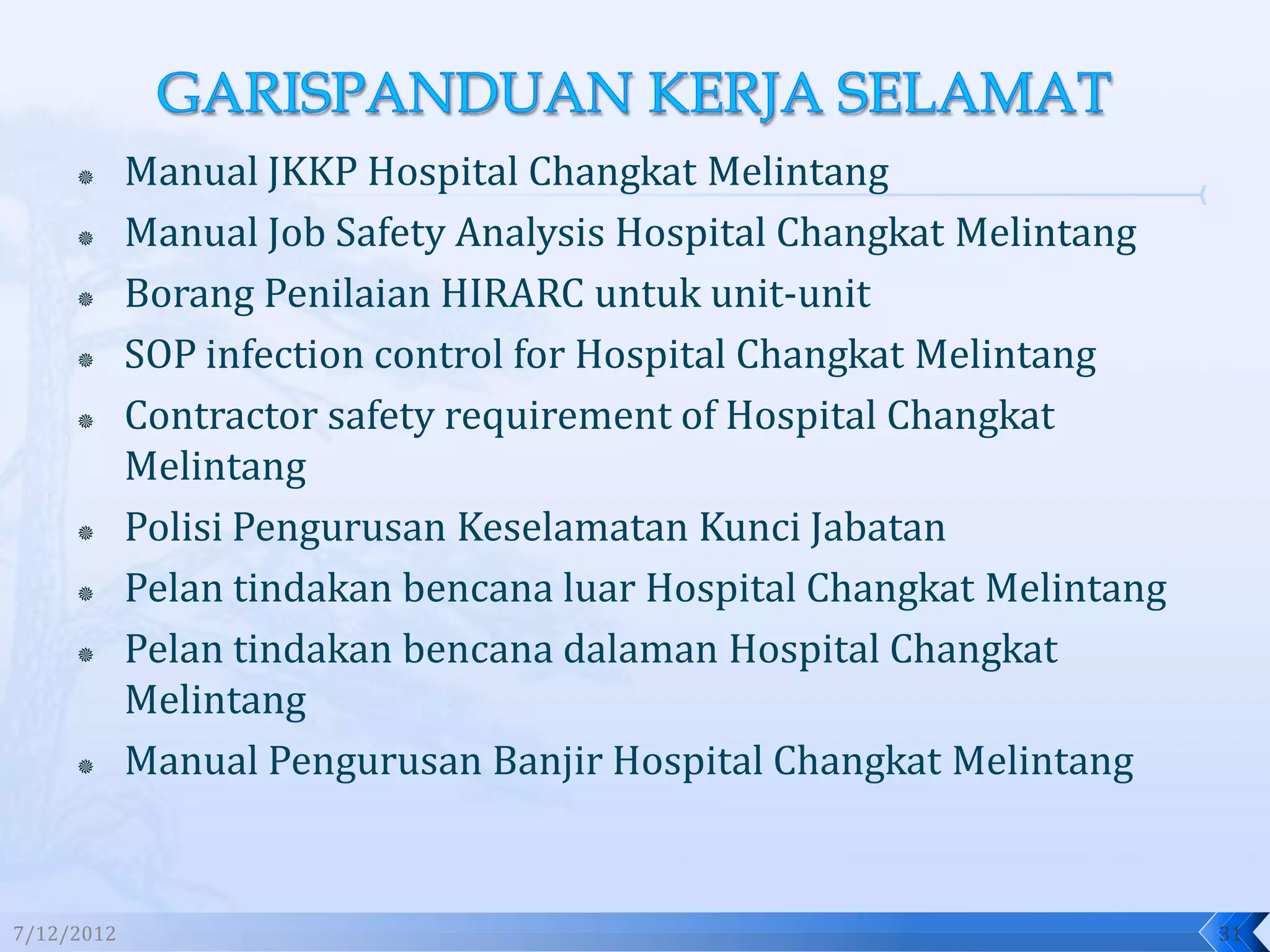 Taklimat audit jkkp dan healthy setting 3 | PDF