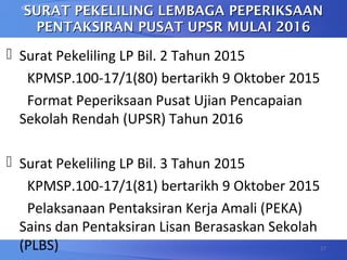 Taklimat format UPSR 2016 Lembaga Peperiksaan | PPT