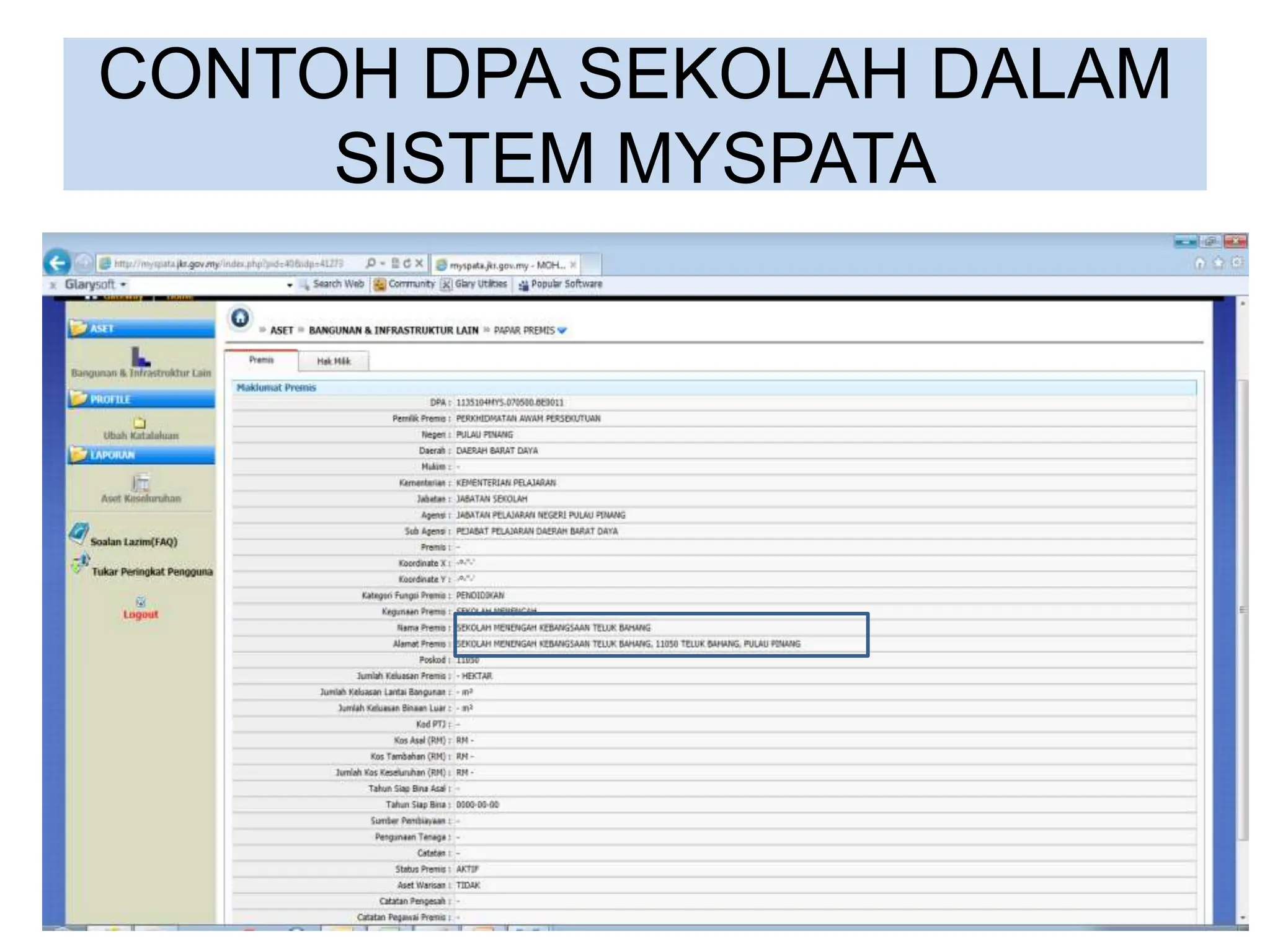 TAKLIMAT pengurusan aset tak alih MYSPATA KPM | PPTX