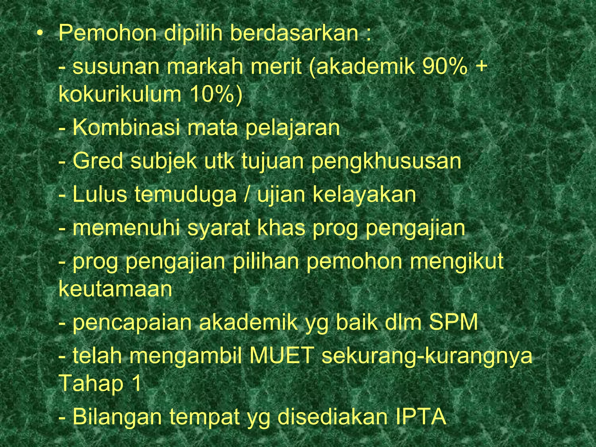 Taklimat permohonan kemasukan ke ipta utk stpm 2012 | PPT