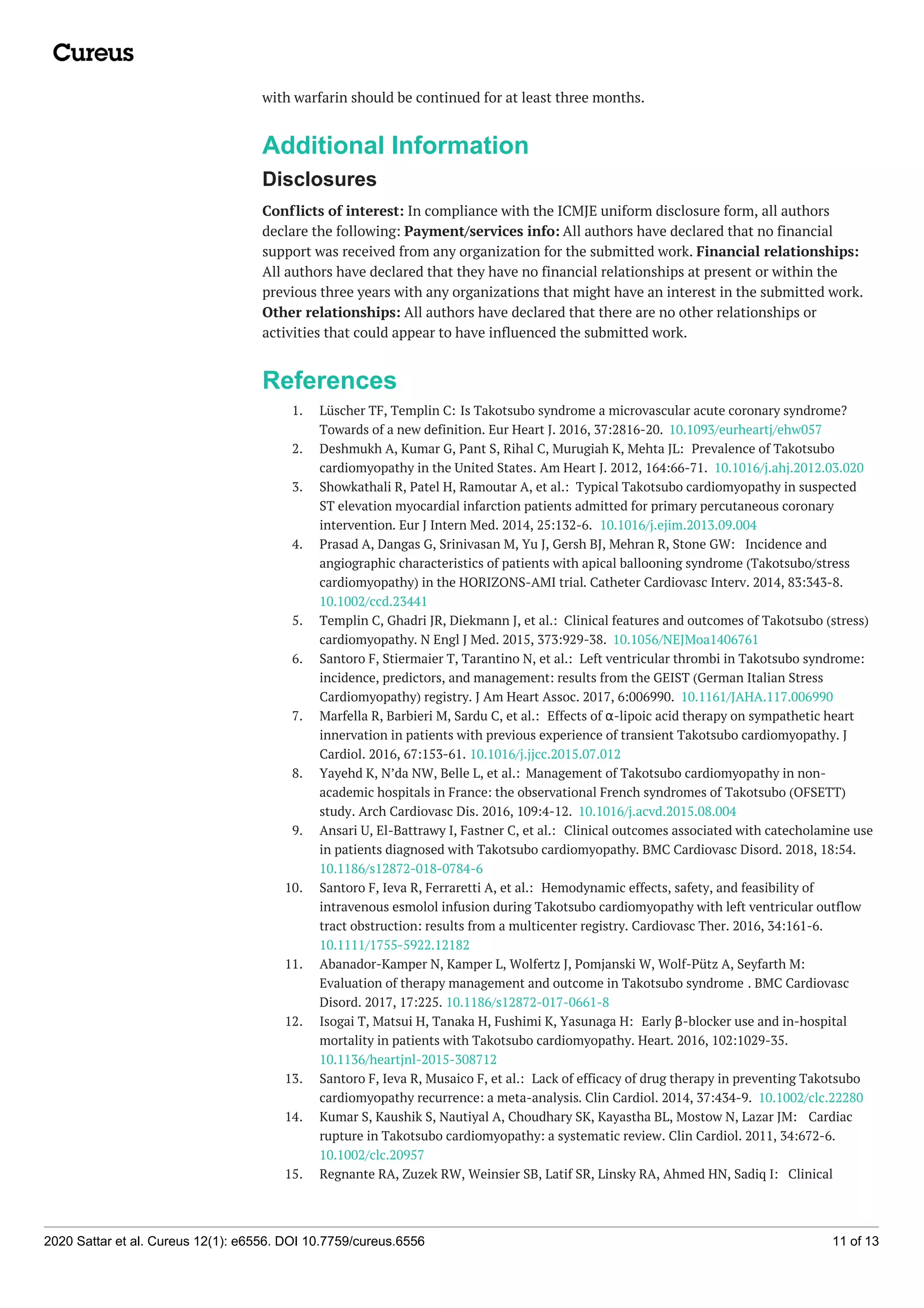 Management of Takotsubo Syndrome: A Comprehensive Review | PDF