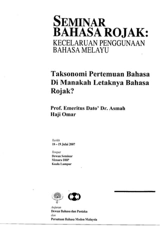 Taksonomi Pertemuan Bahasa Prof Emeritus Dato Dr Asmah Hj Omar 001 | PDF