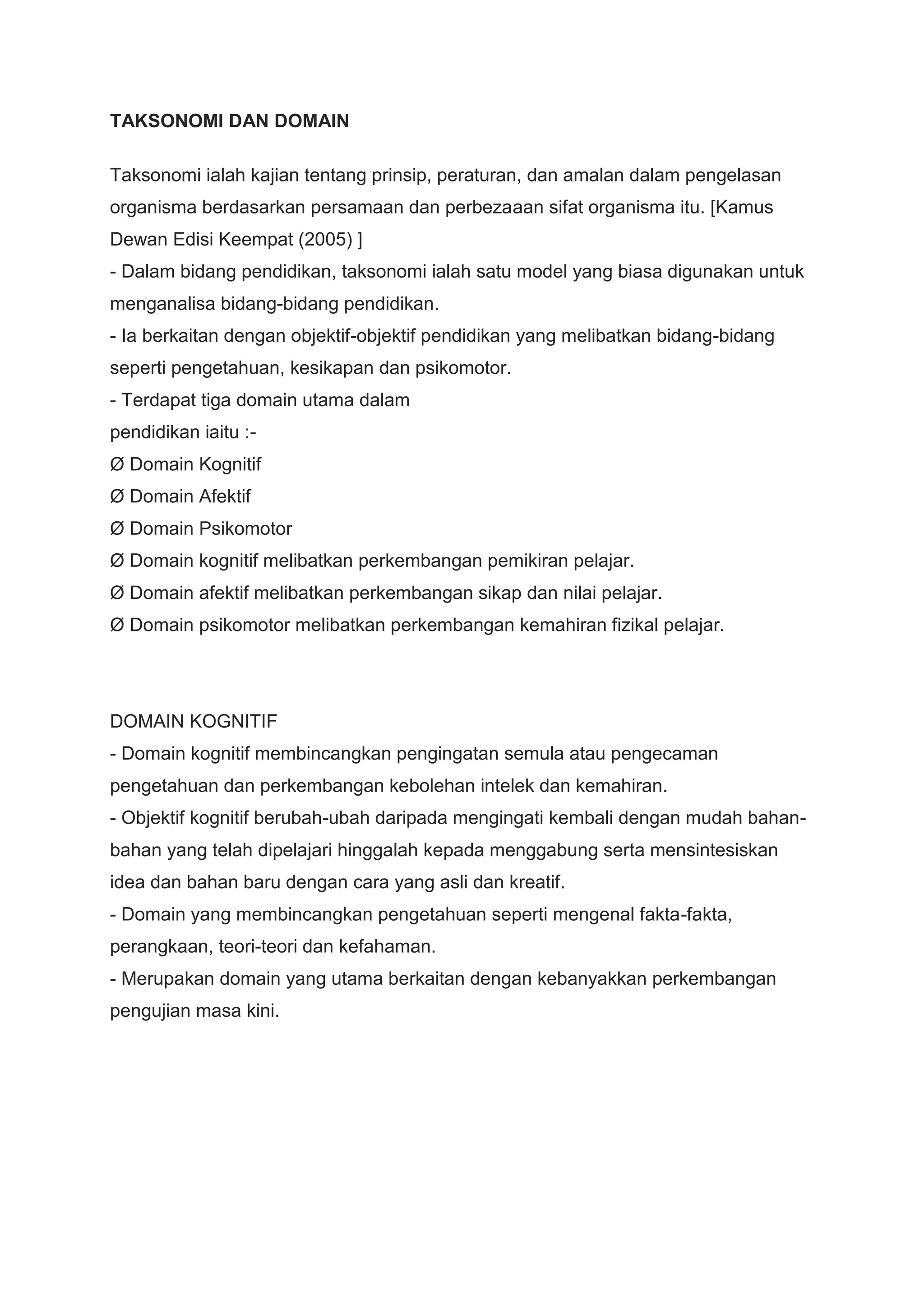 Taksonomi Bloom Dan Domain Krathwohl | DOCX