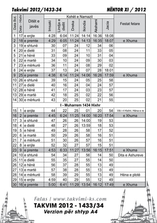Takvimi 2012 per Kosove | PDF