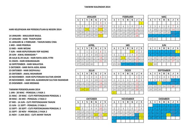 Takwim kalendar 2014 versi 1 | PDF