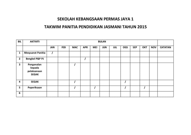 Takwim pj 2015 | PPT