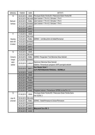 Takwim skbs 2013 | PDF