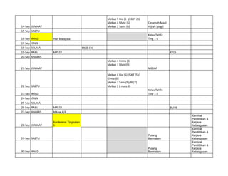 Takwim SMSTSP Tahun 2018 | PPT