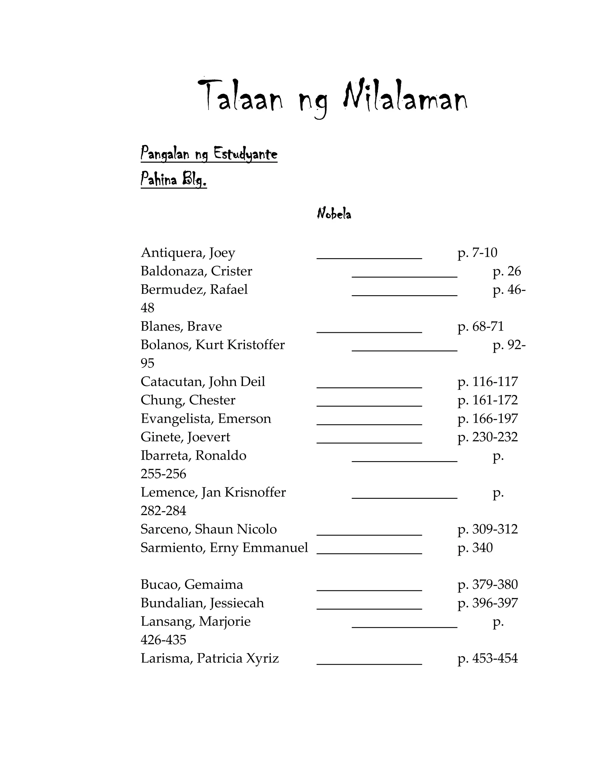 Talaan Ng Nilalaman | DOCX