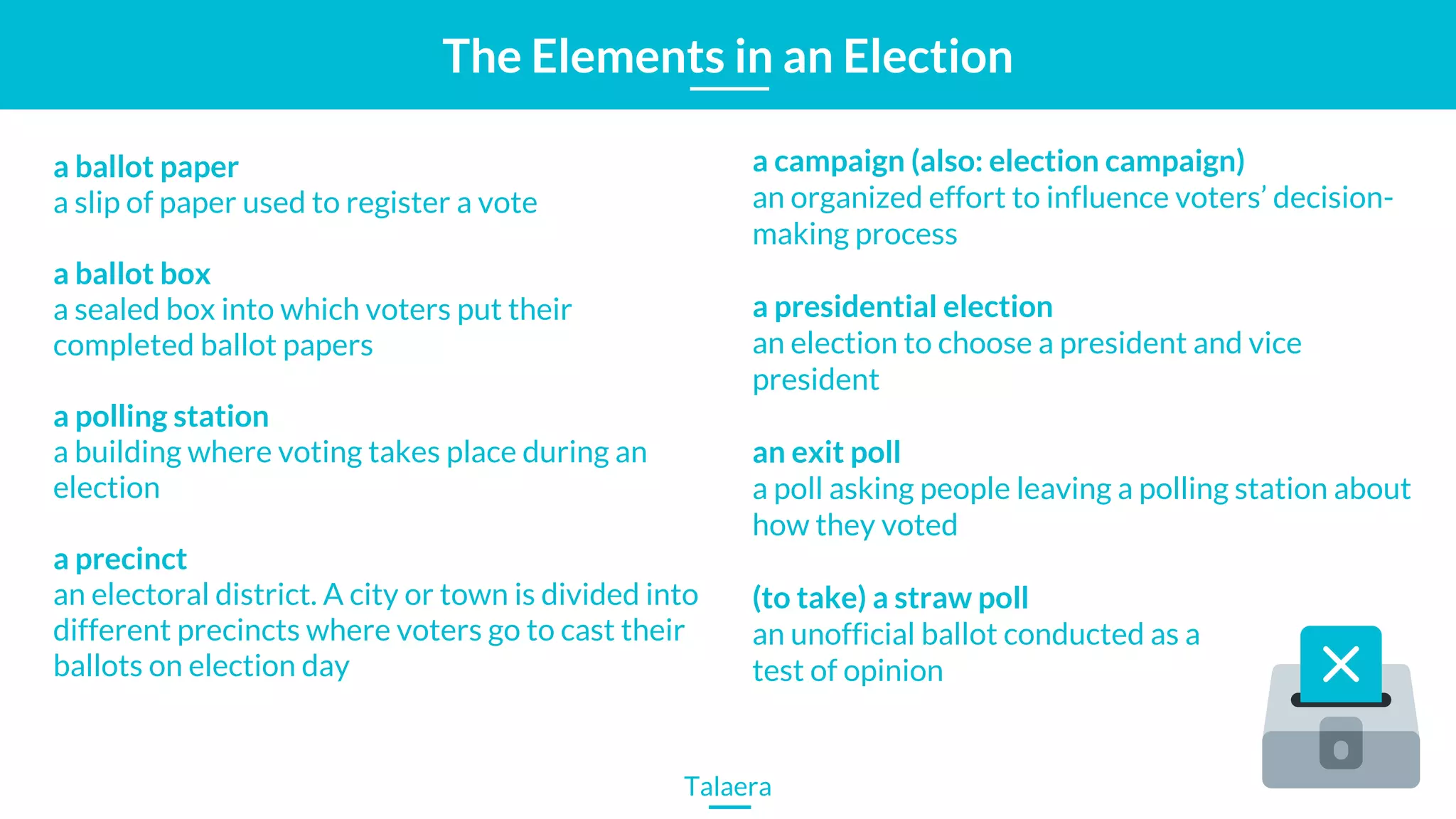 US Elections & Voting Vocabulary [Talaera] | PDF