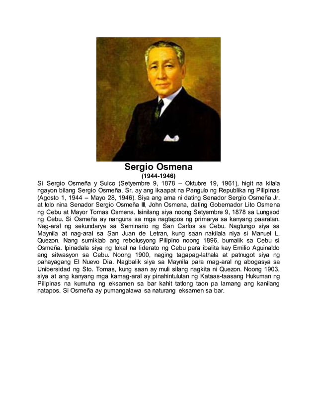 Talambuhay ng mga pangulo ng pilipinas