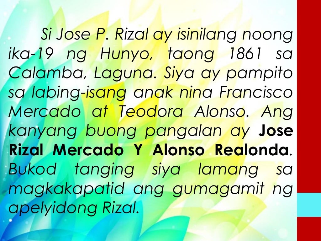 Talambuhay ni jose rizal Talambuhay ni jose rizal