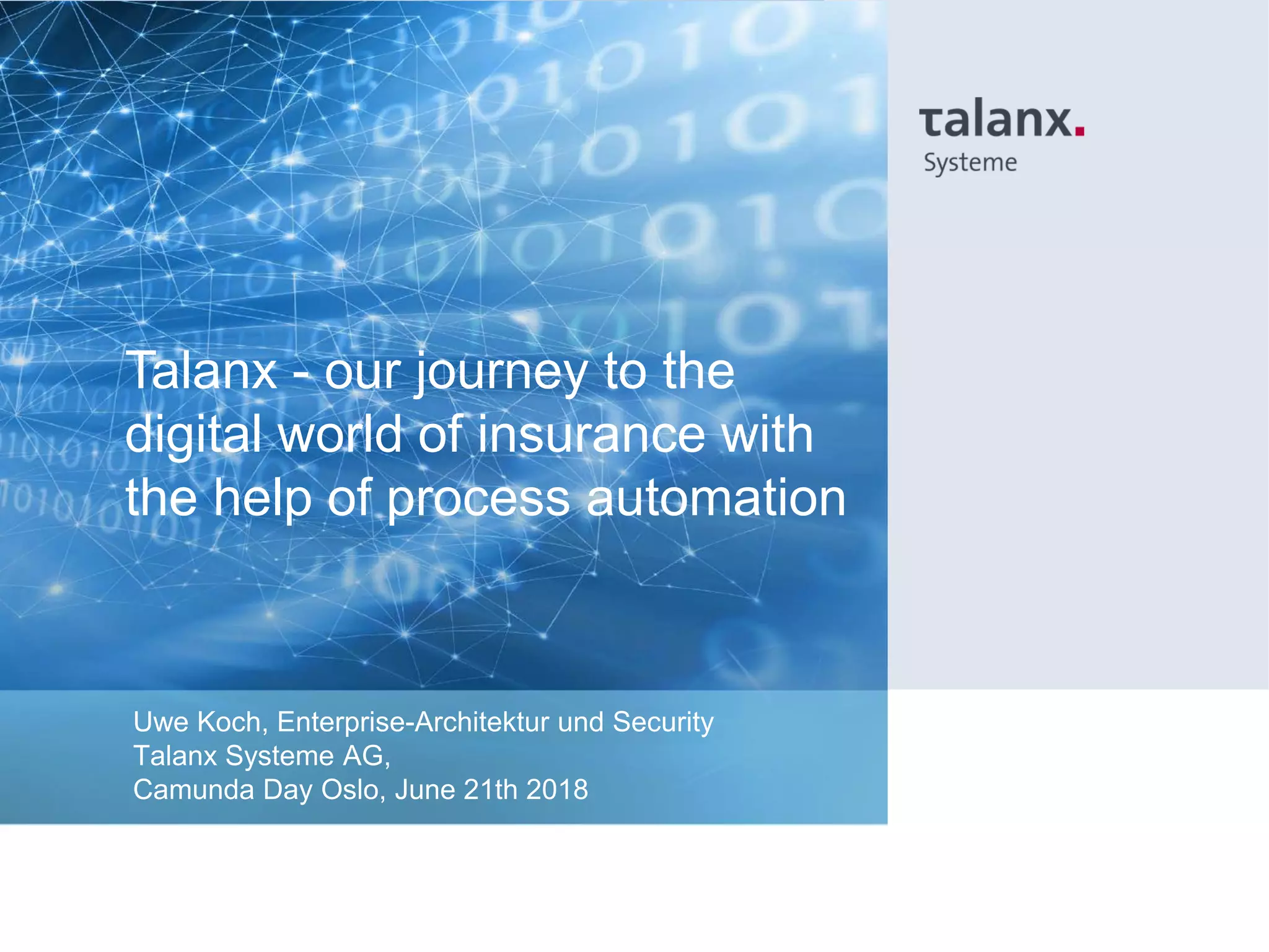 Uwe Koch from Talanx - Talanx - our journey to the digital world of insurance with the help of ...