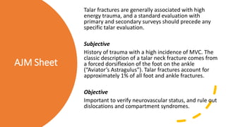 AJM Sheet: Talar fracture | PPTX | Death, Injury, or Military Conflict ...