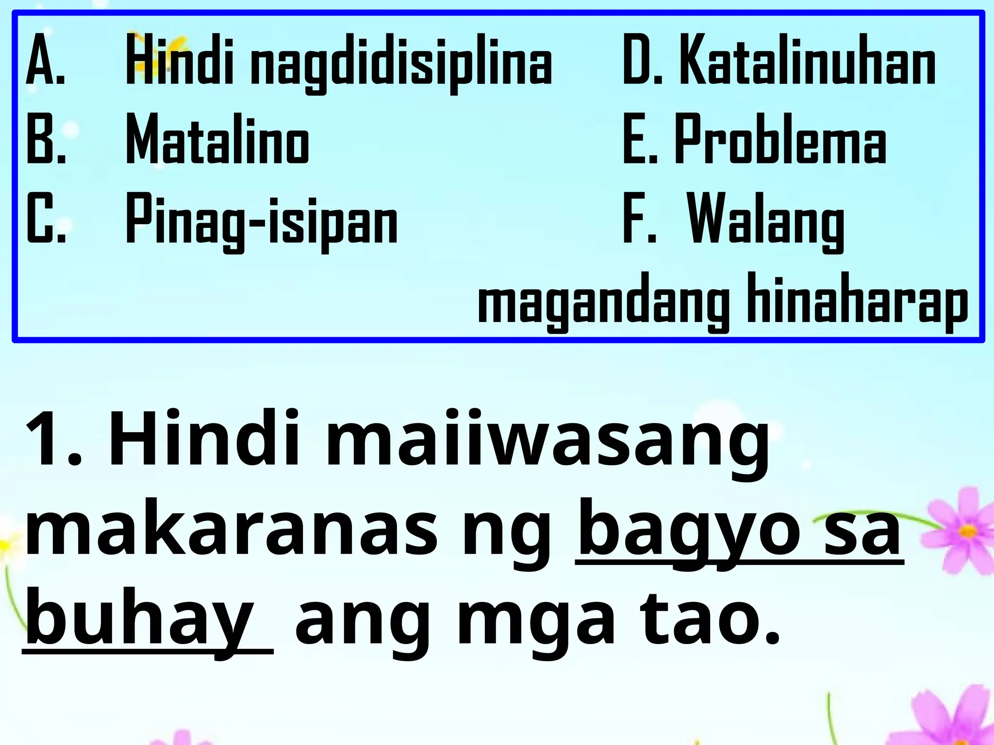 Pagsasanay sa Talasalitaan Maikling pagsasanay sa Talasalitaan | PPTX