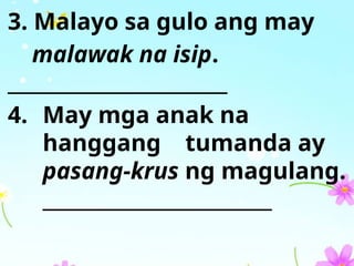 Pagsasanay sa Talasalitaan Maikling pagsasanay sa Talasalitaan | PPTX
