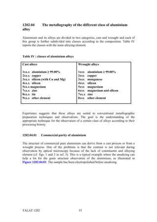 TALAT Lecture 1202: Metallography of Aluminium Alloys | PDF