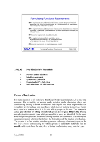 TALAT Lecture 1502: Criteria in Material Selection | PDF