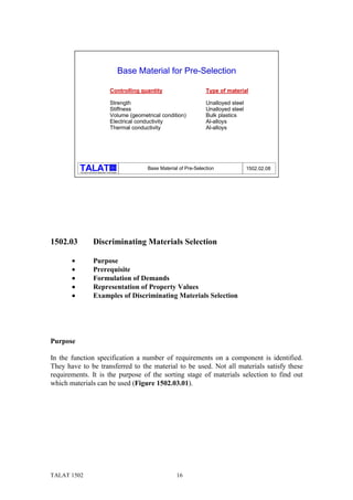 TALAT Lecture 1502: Criteria in Material Selection | PDF