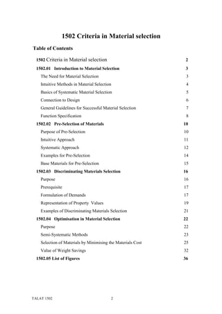 TALAT Lecture 1502: Criteria in Material Selection | PDF