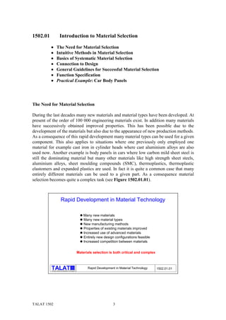 TALAT Lecture 1502: Criteria in Material Selection | PDF