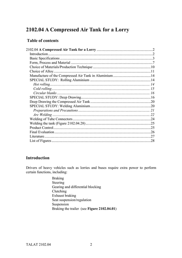 TALAT Lecture 2102.04: A Compressed Air Tank for a Lorry, Special ...