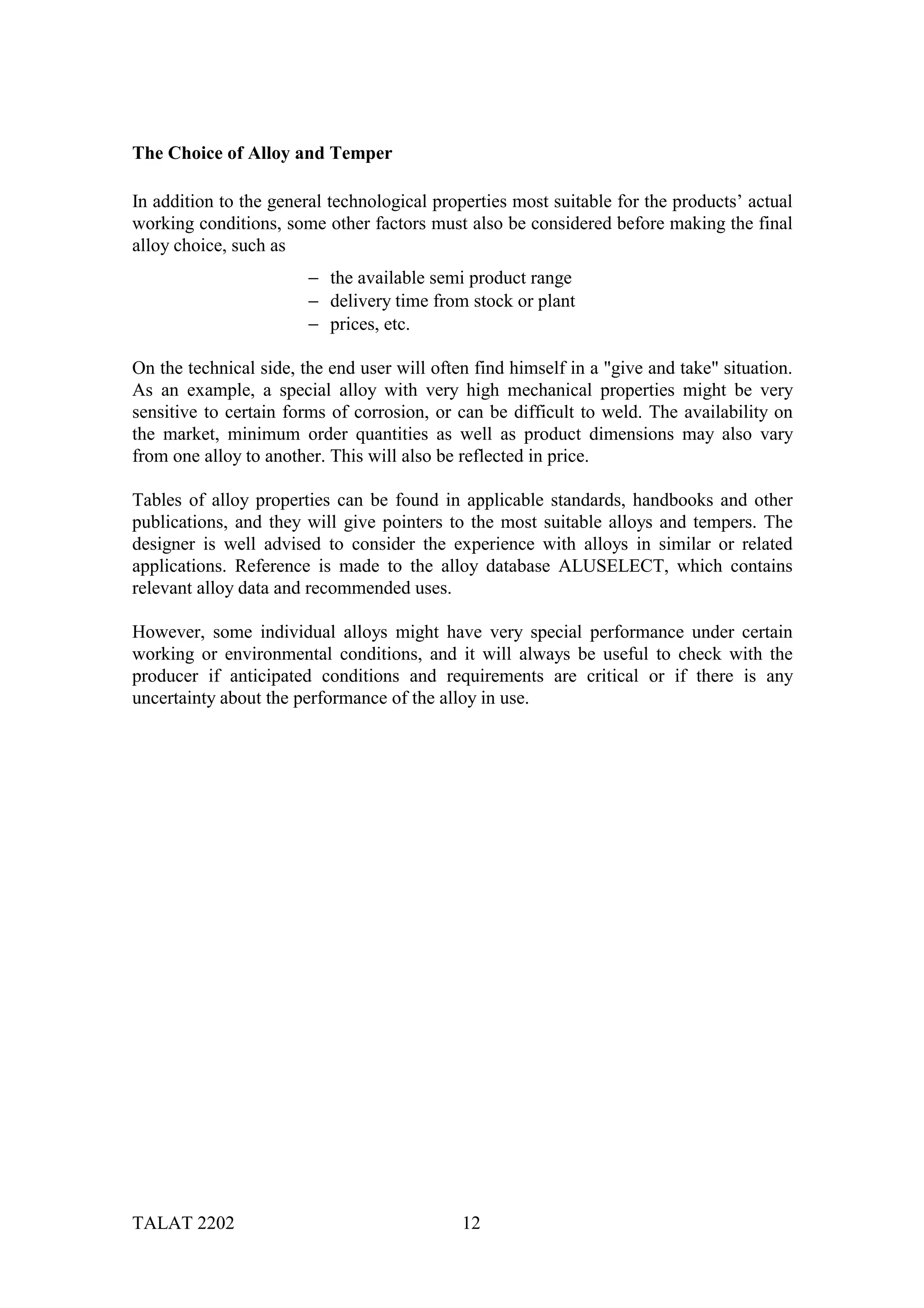 TALAT Lecture 2202: Structural Aluminium Materials | PDF