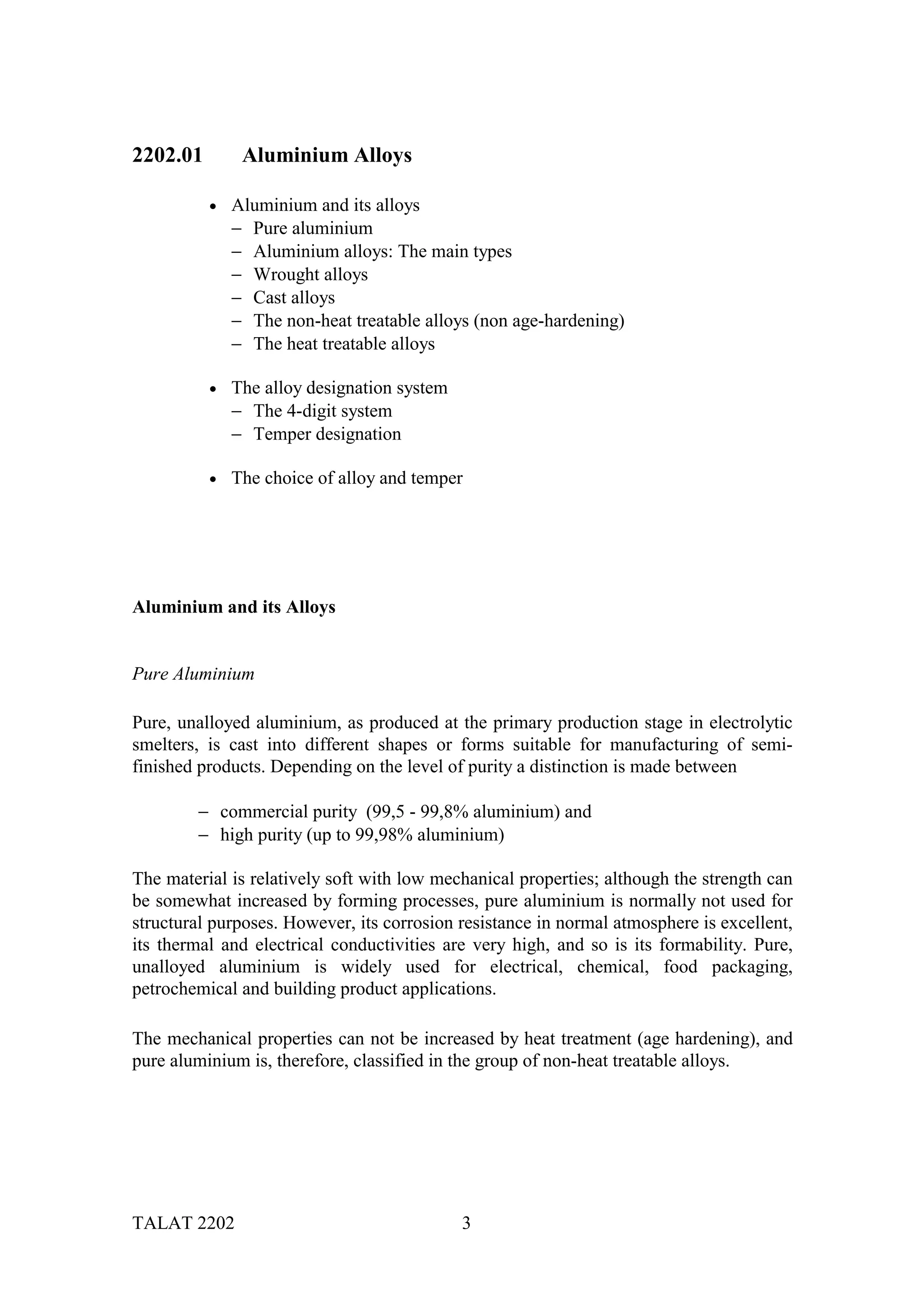 TALAT Lecture 2202: Structural Aluminium Materials | PDF