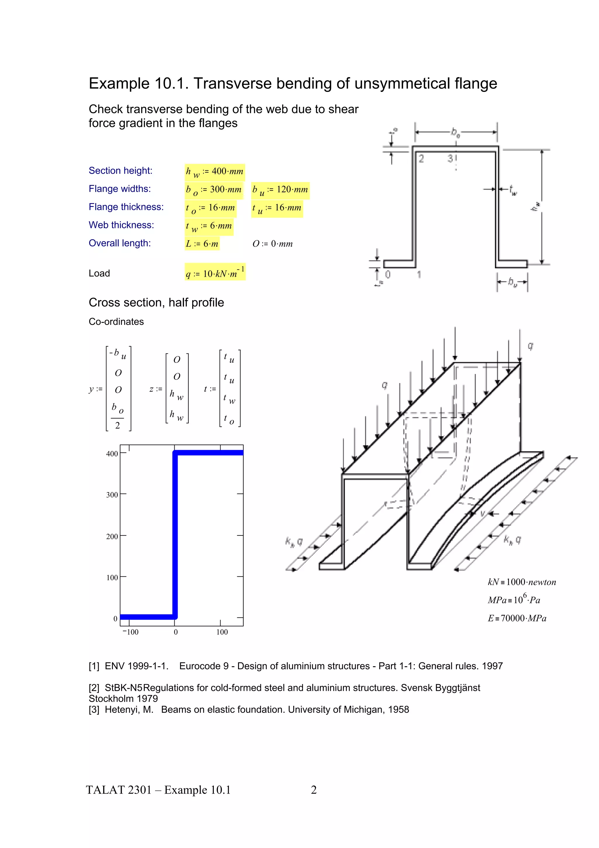 TALAT Lecture 2301: Design of Members Example 10.1: Transverse bending ...